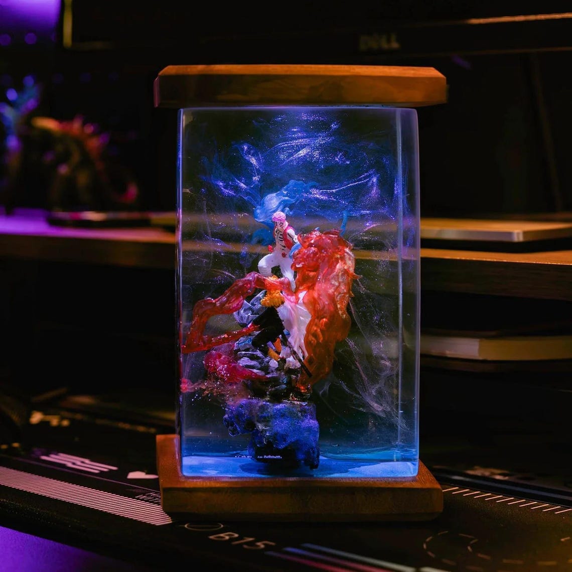 Rengoku VS Akaza Demon Slayer Lamp , Resin Lamp, Resin Diorama Display ...