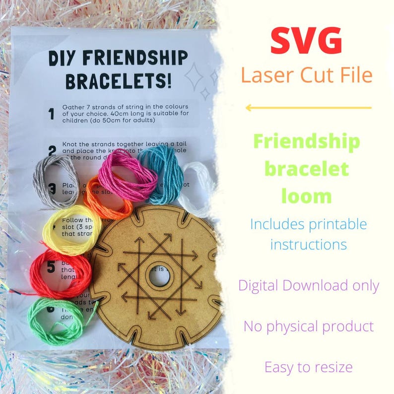 Friendship Bracelet Loom Laser Cutting File SVG DIY Kit Printable - Etsy