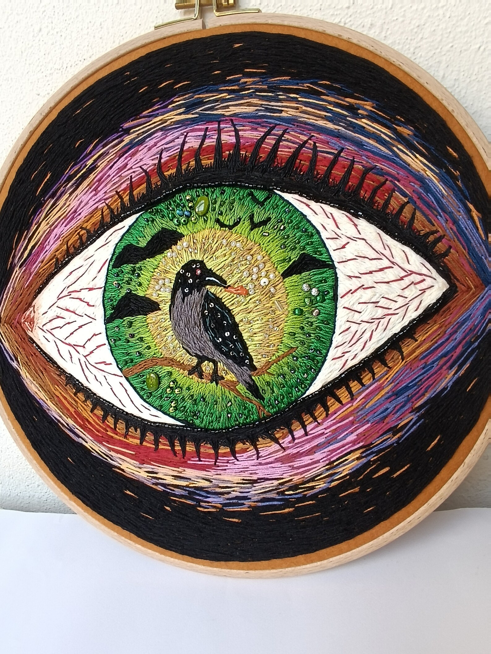 Shaman Eye Wall Art Spiritual Pagan Hanging Decor Embroidery Hoop Art ...