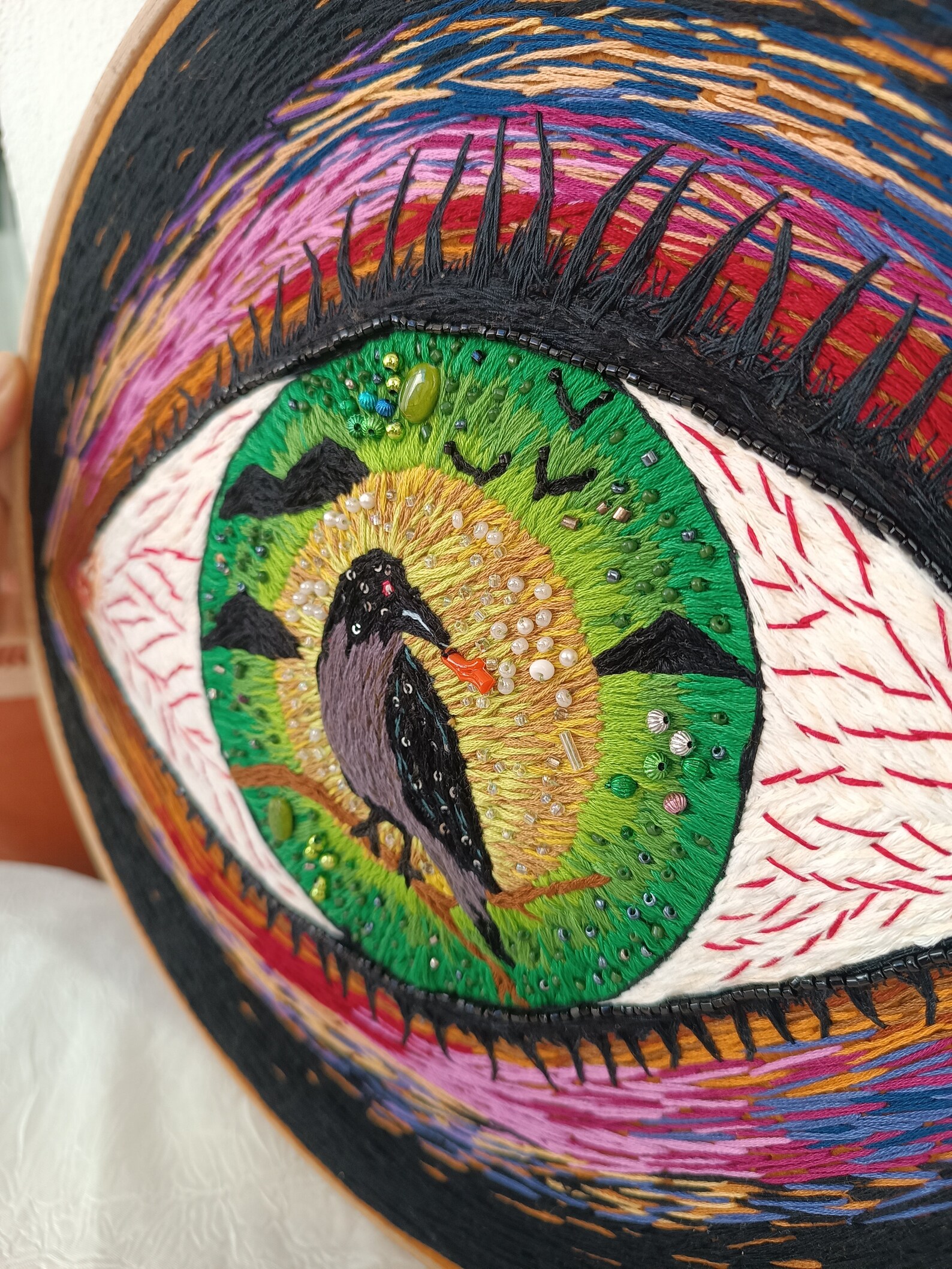 Shaman Eye Wall Art Spiritual Pagan Hanging Decor Embroidery Hoop Art ...