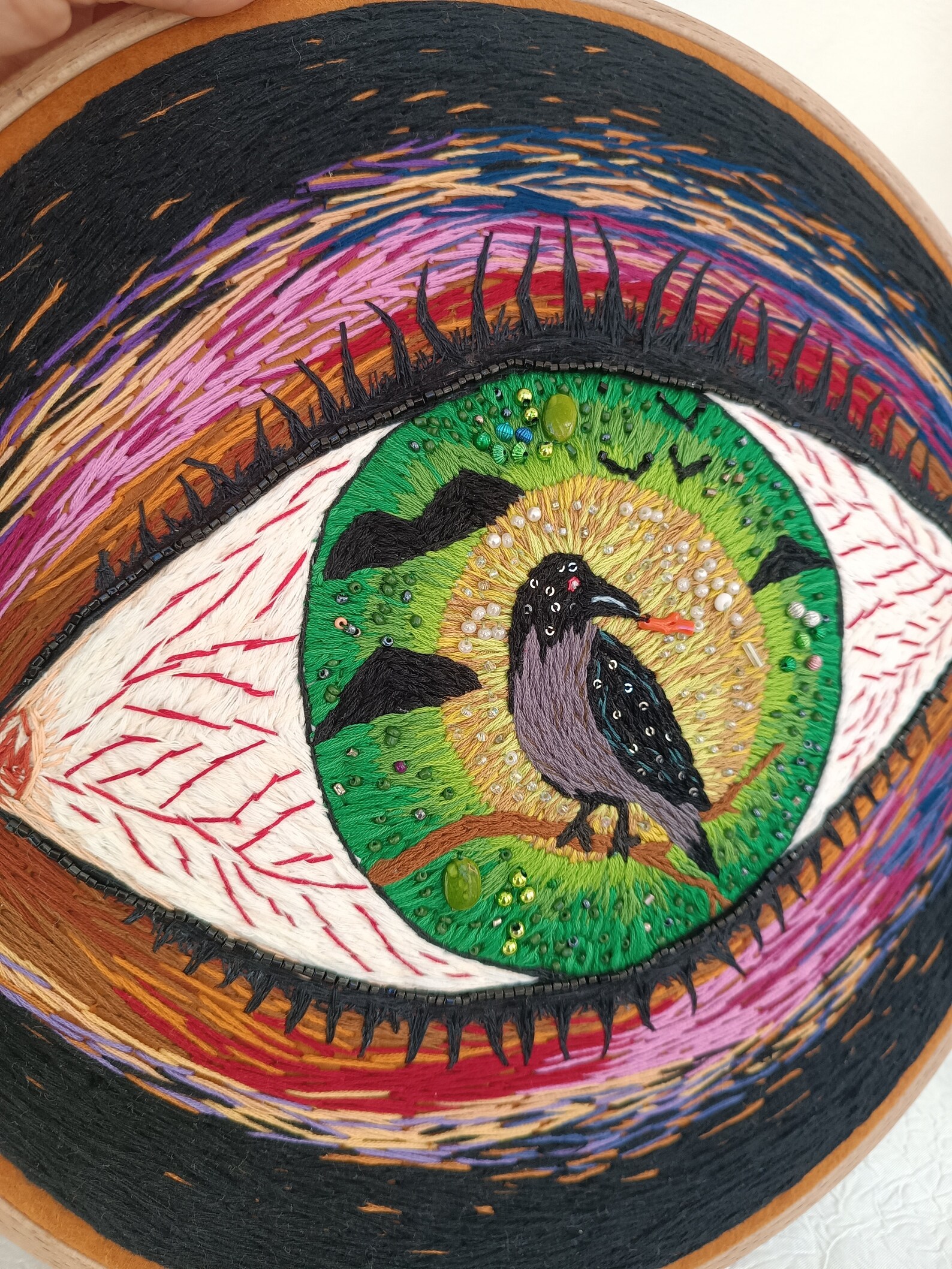 Shaman Eye Wall Art Spiritual Pagan Hanging Decor Embroidery Hoop Art ...