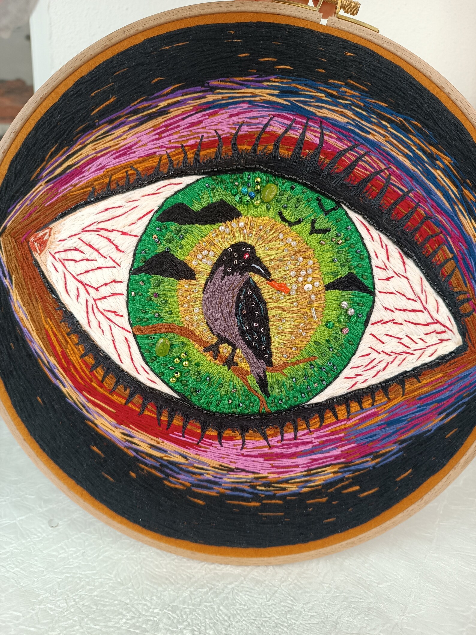 Shaman Eye Wall Art Spiritual Pagan Hanging Decor Embroidery Hoop Art ...