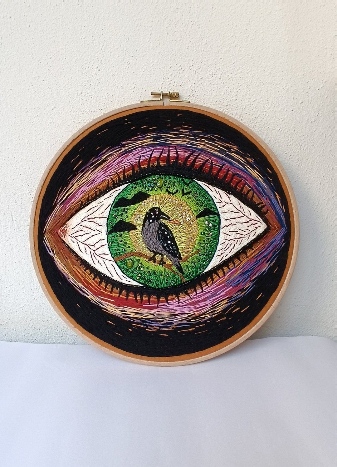 Shaman Eye Wall Art Spiritual Pagan Hanging Decor Embroidery Hoop Art ...