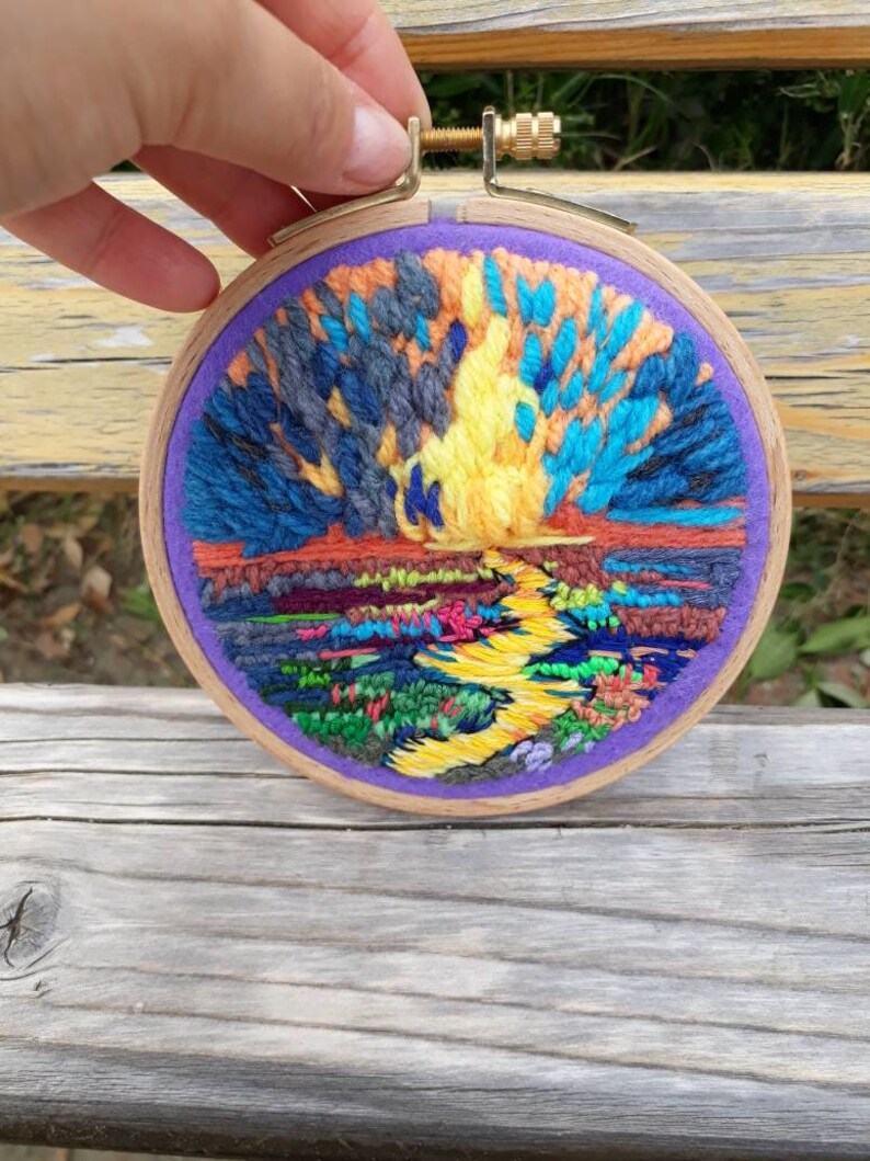 Sky Clouds Landscape Embroidered Hoop Art Thread Painting Wall - Etsy