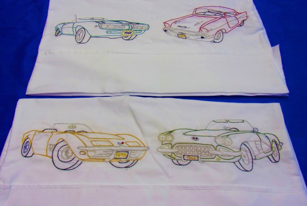 Pillowcases Set Vintage Classic Cars Each Case With 2 - Etsy