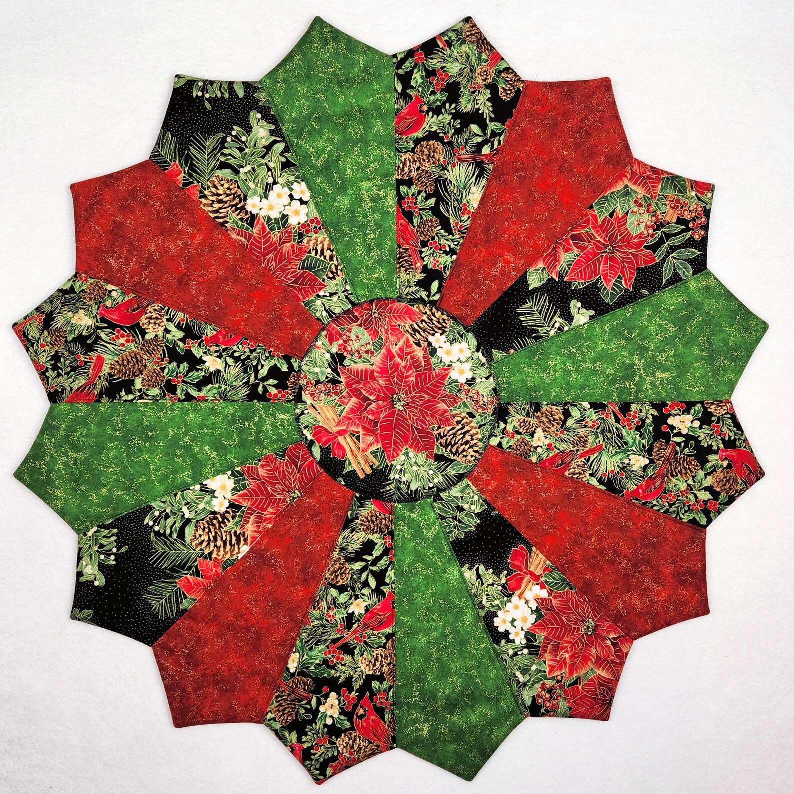Christmas Quilted Centerpiece / Table Topper / Large Reversible Round ...