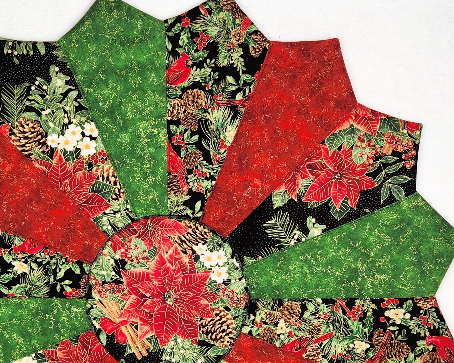 Christmas Quilted Centerpiece / Table Topper / Large Reversible Round ...