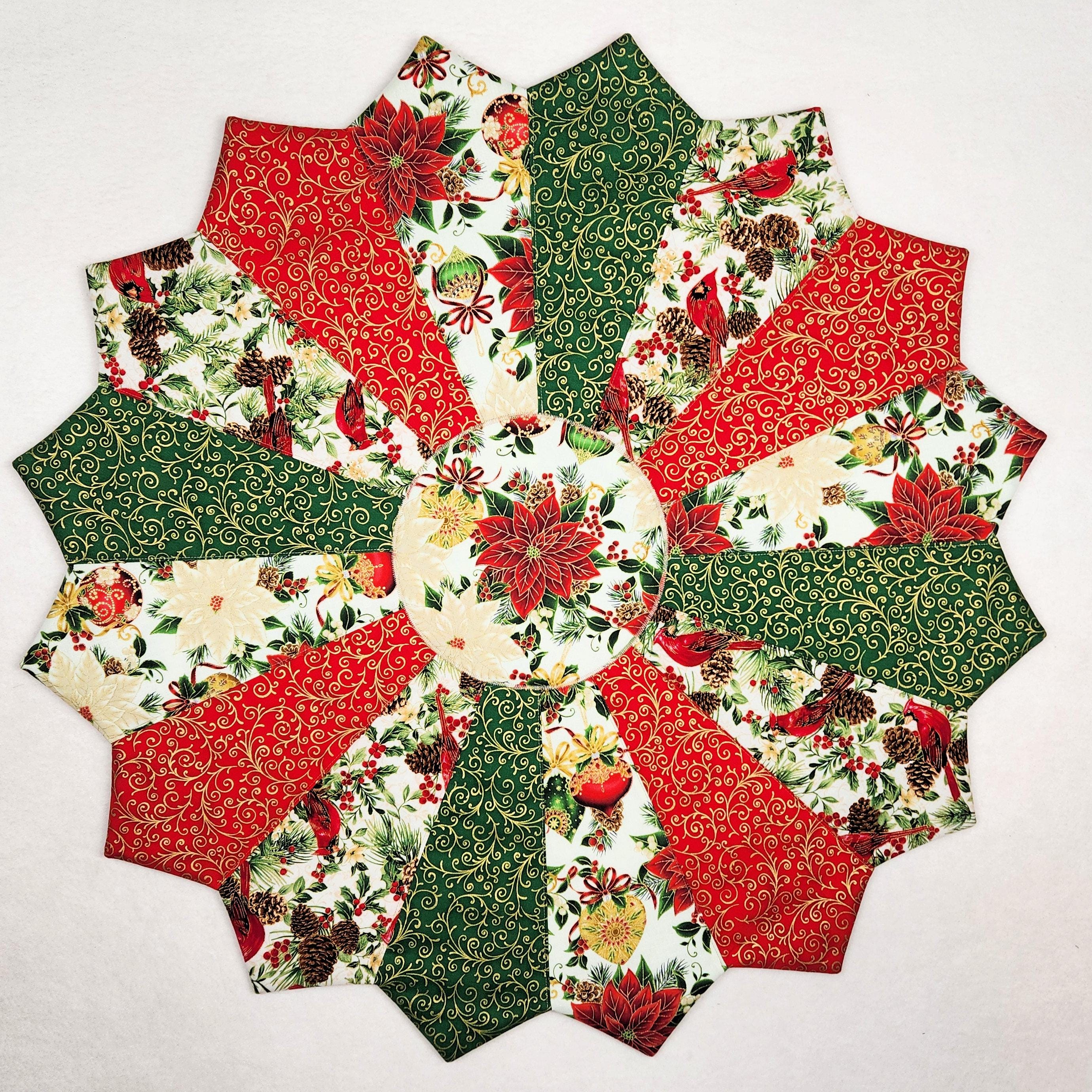 Christmas Quilted Centerpiece / Table Topper / Large Reversible Round ...