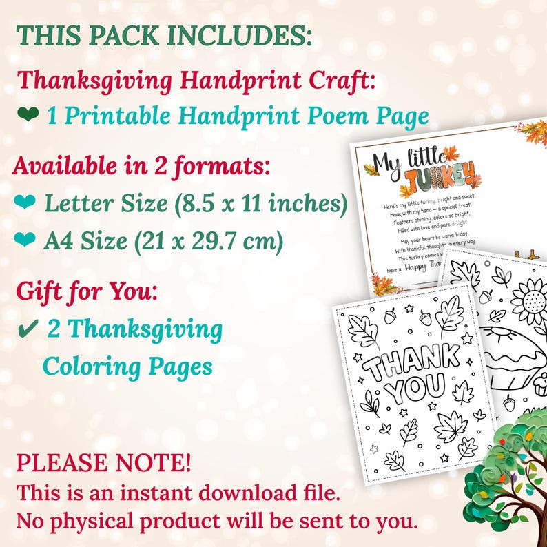 Thanksgiving Handprint Craft for Kids | Printable Thanks Turkey Poem ...