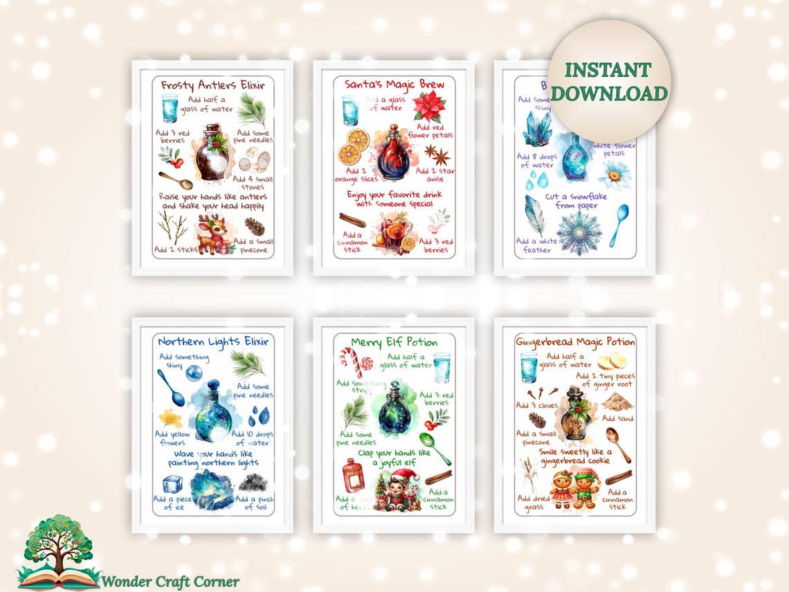 Christmas Mud Kitchen Recipe Cards, Christmas Potion Cards, Winter Mud ...
