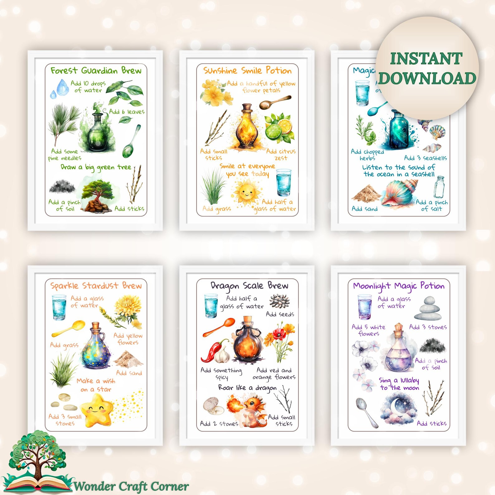 Mud Kitchen Recipe Cards, Fairy Potion Cards, Mud Kitchen Potion Cards ...