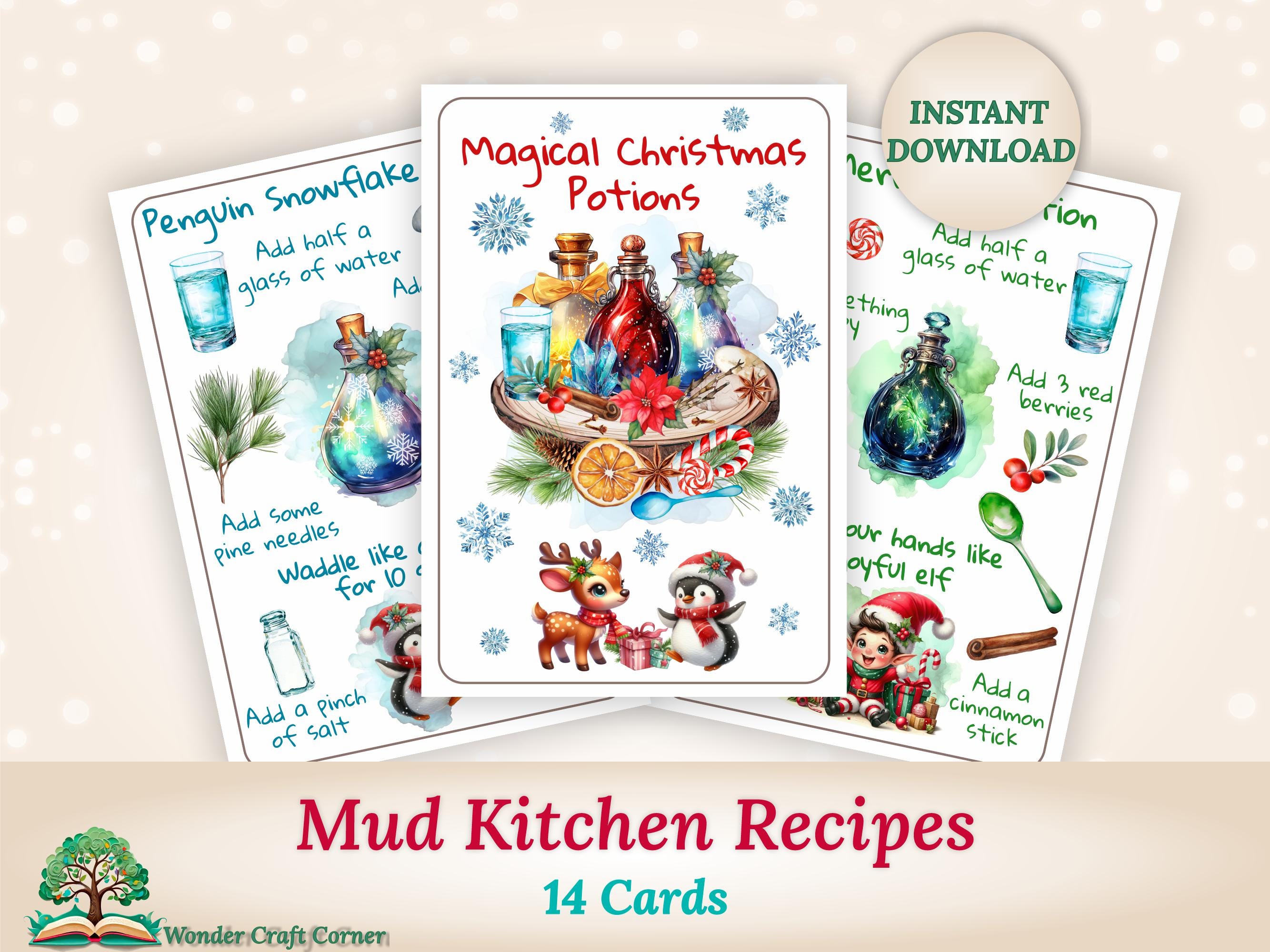 Christmas Mud Kitchen Recipe Cards, Christmas Potion Cards, Winter Mud ...