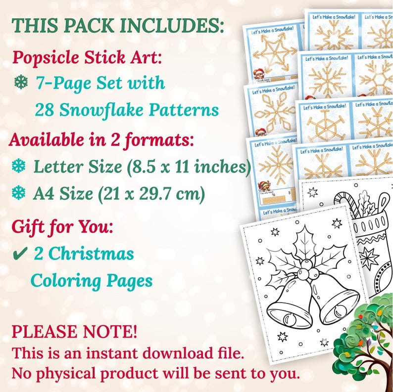 Popsicle Stick Snowflake Patterns | 28 Winter Craft Cards | Fine Motor ...