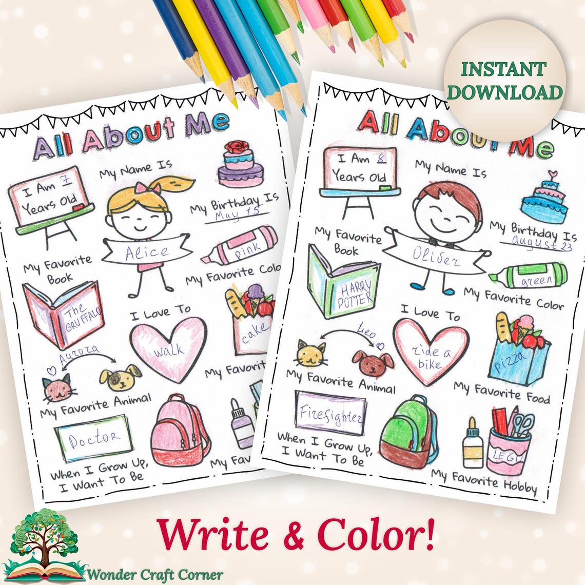 All About Me Coloring Page, Printable All About Me for Boy, All About ...