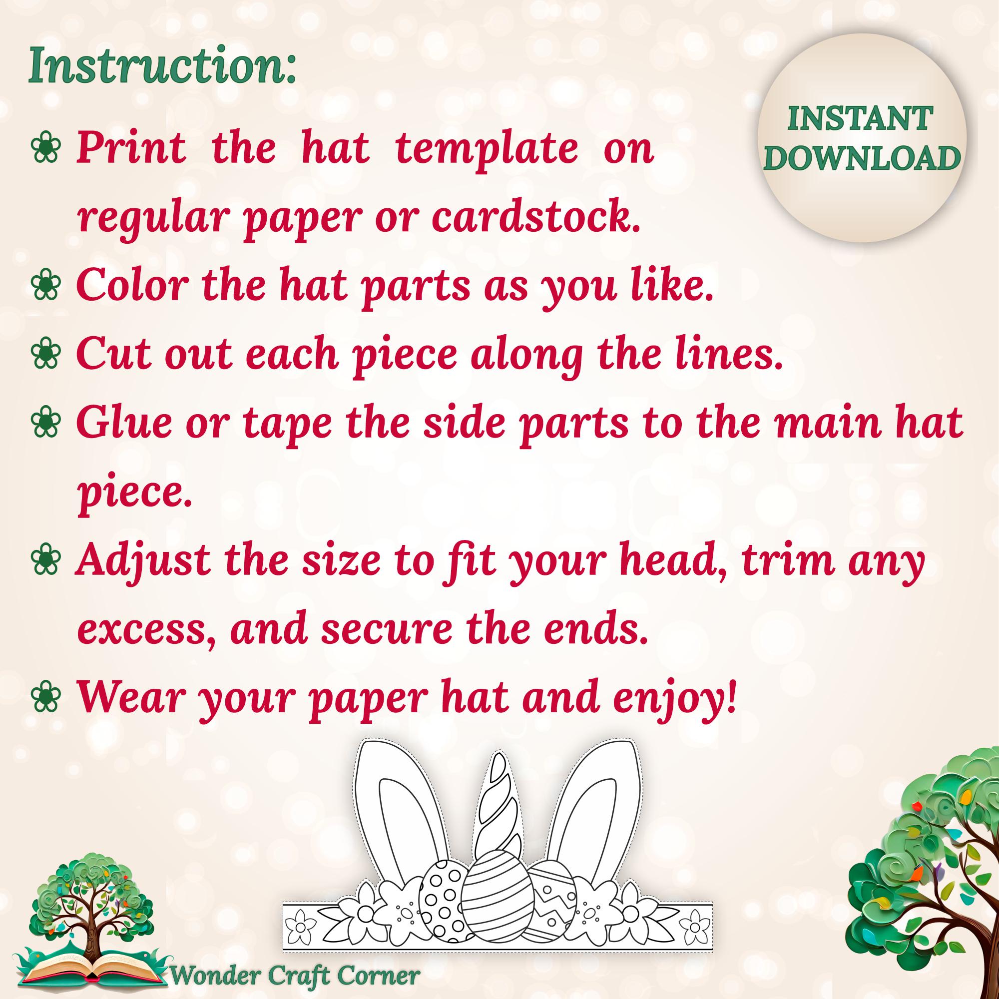 3 Easter Bunny Paper Crowns, Printable Easter Hat for Kids, Rabbit Ears ...