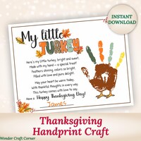 Printable Thanksgiving Handprint Craft, Thanksgiving Turkey Handprint ...