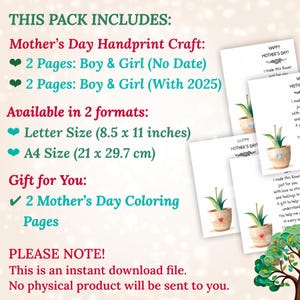 Mother’s Day Handprint Craft, Printable Flower Poem Art for Kids, DIY ...