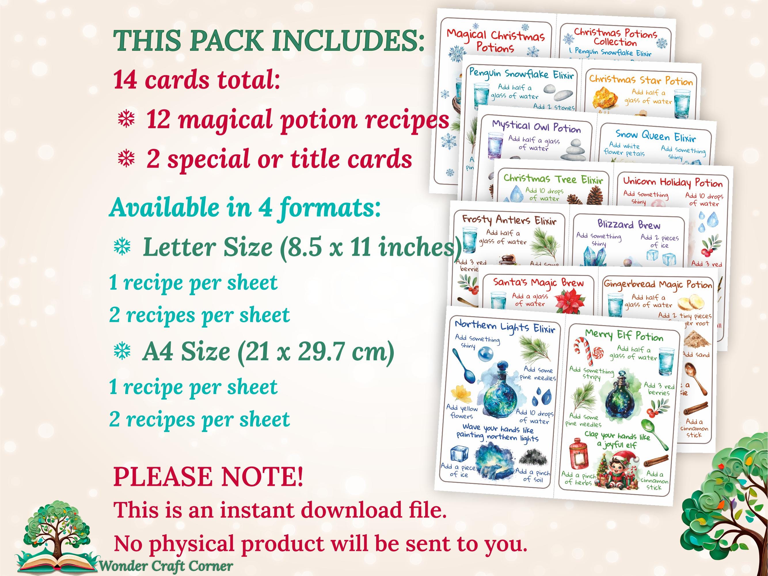 Christmas Mud Kitchen Recipe Cards, Christmas Potion Cards, Winter Mud ...