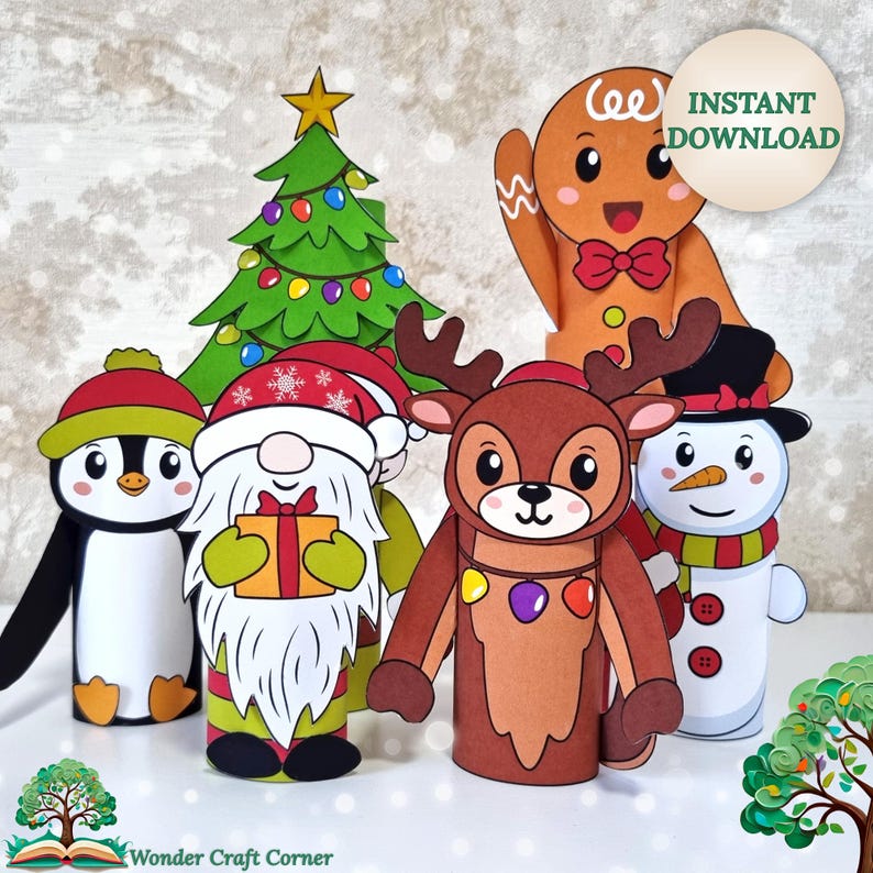 Christmas Toilet Paper Roll Craft Templates, Printable Christmas TP ...