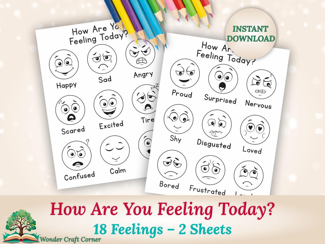 ¿Cómo te sientes hoy? – Hojas para colorear con 18 caras de emociones ...