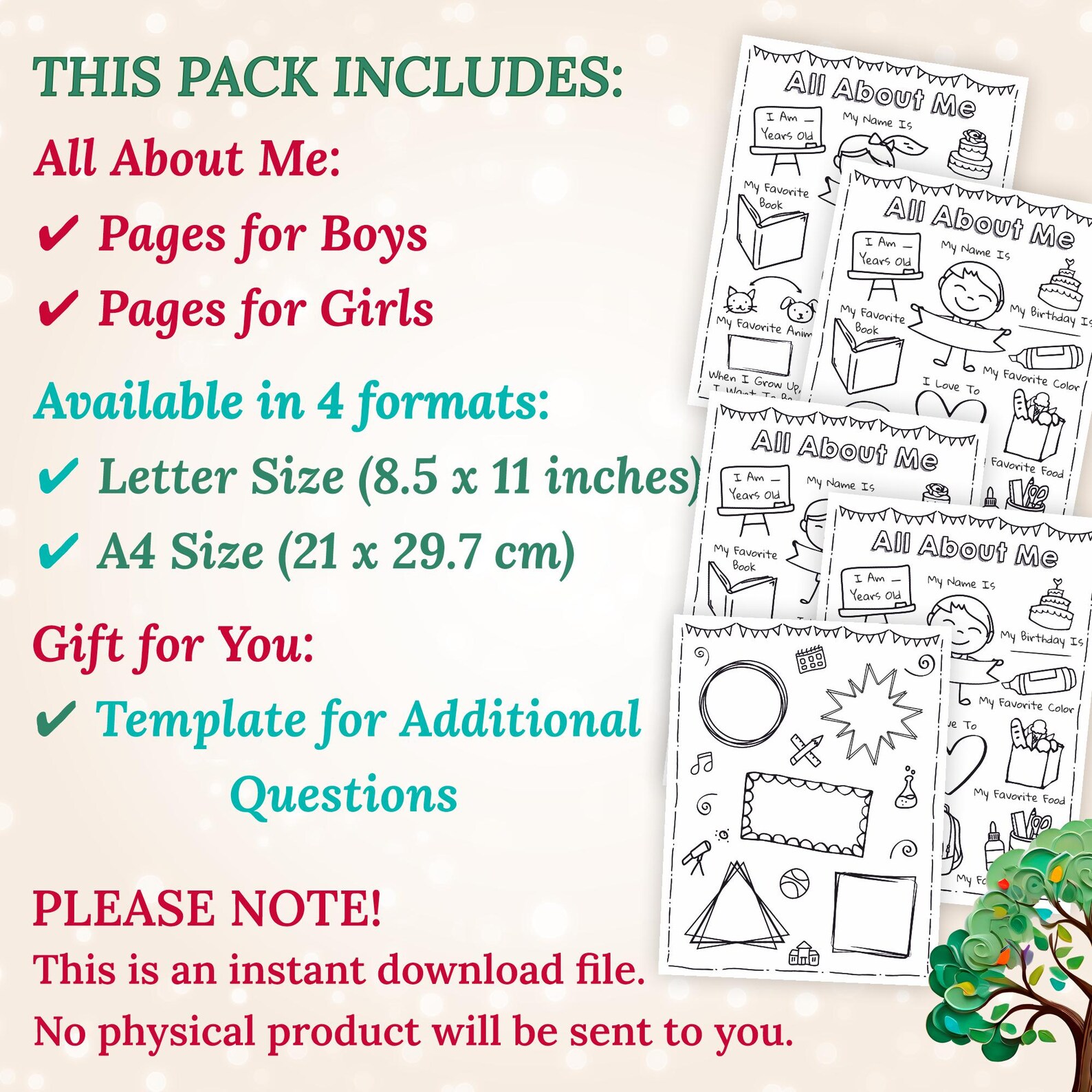 All About Me Coloring Page, Printable All About Me for Boy, All About ...