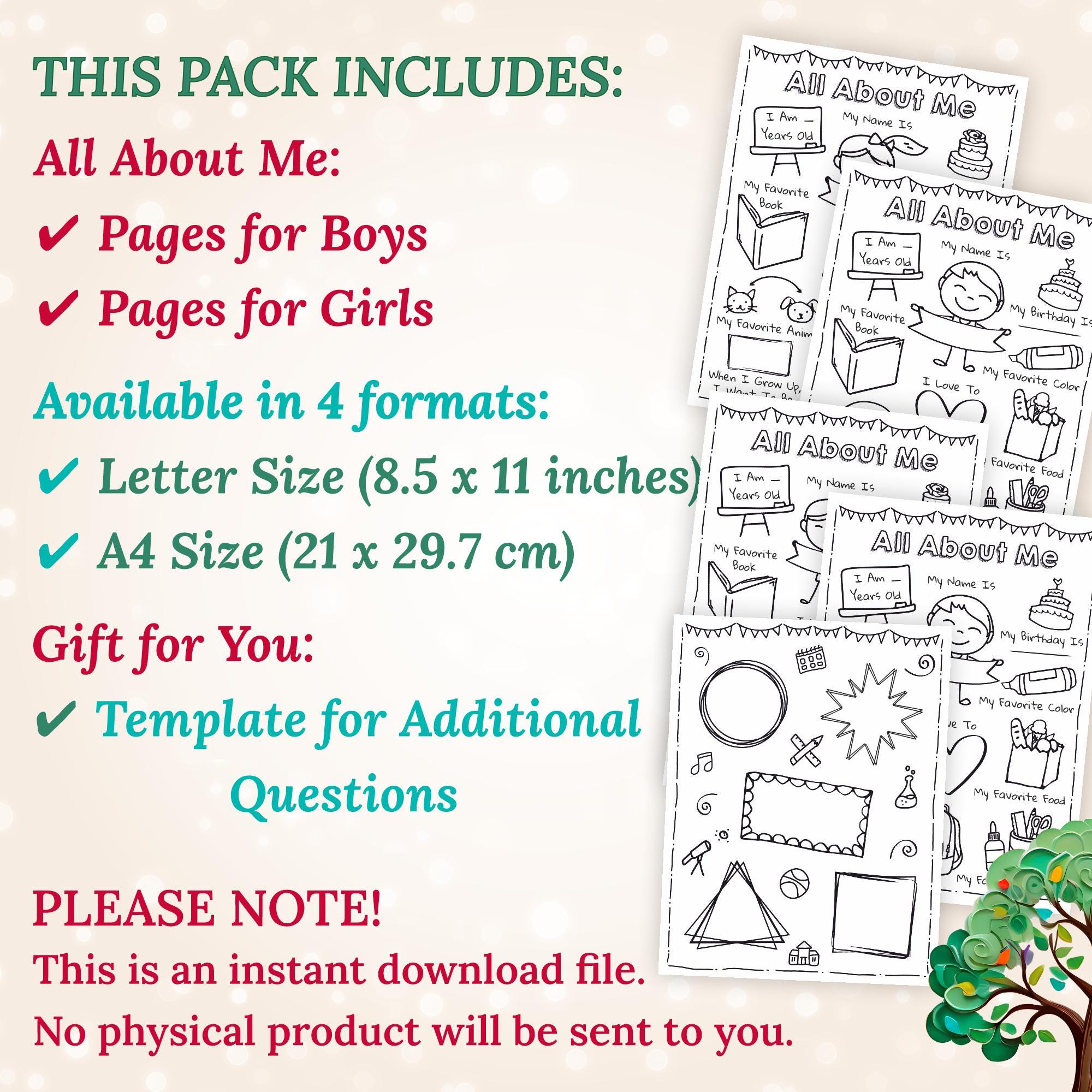 All About Me Coloring Page, Printable All About Me for Boy, All About ...