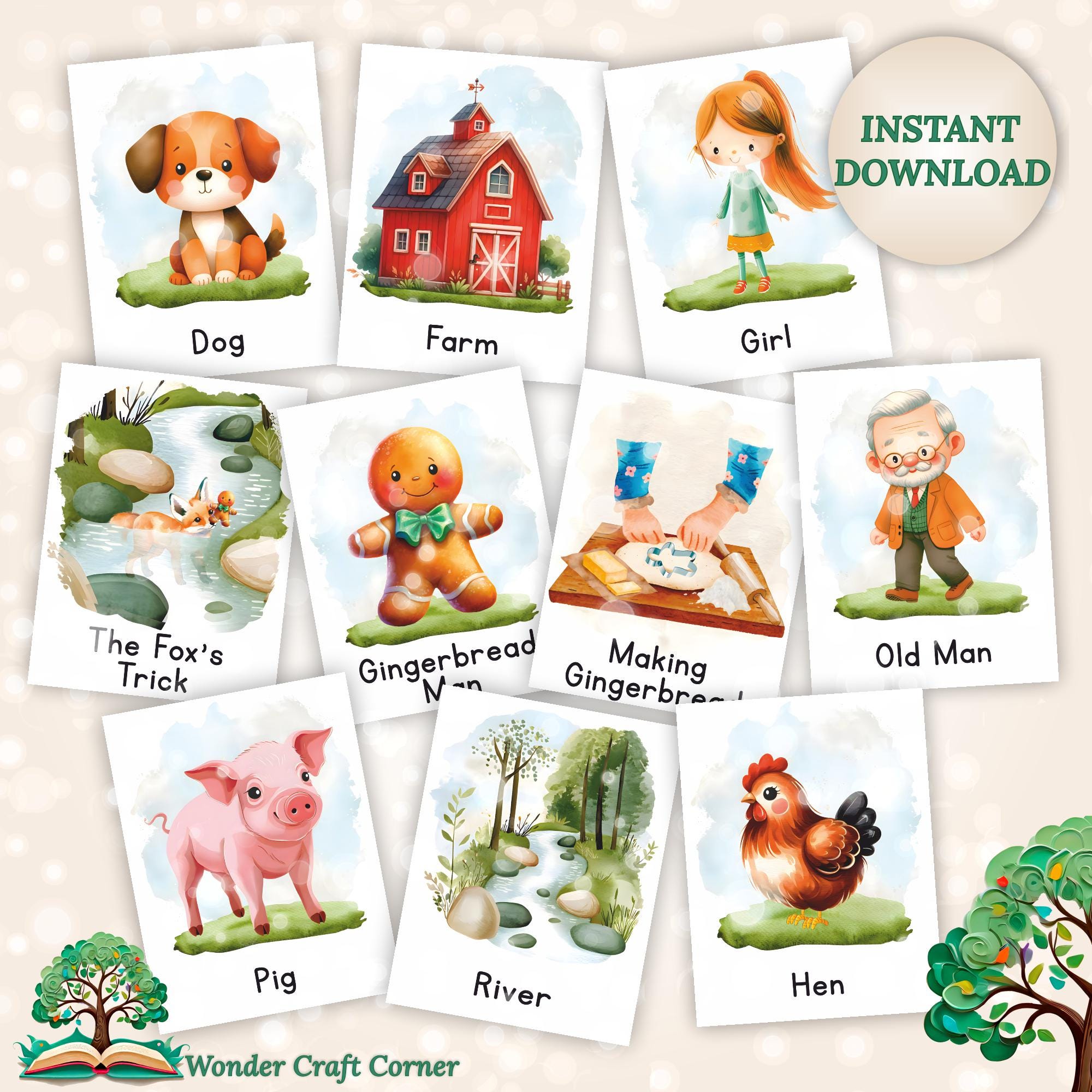 Gingerbread Man Story Cards | 24 Fairy Tale Sequencing Cards ...