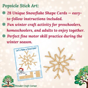 Popsicle Stick Snowflake Patterns | 28 Winter Craft Cards | Fine Motor ...