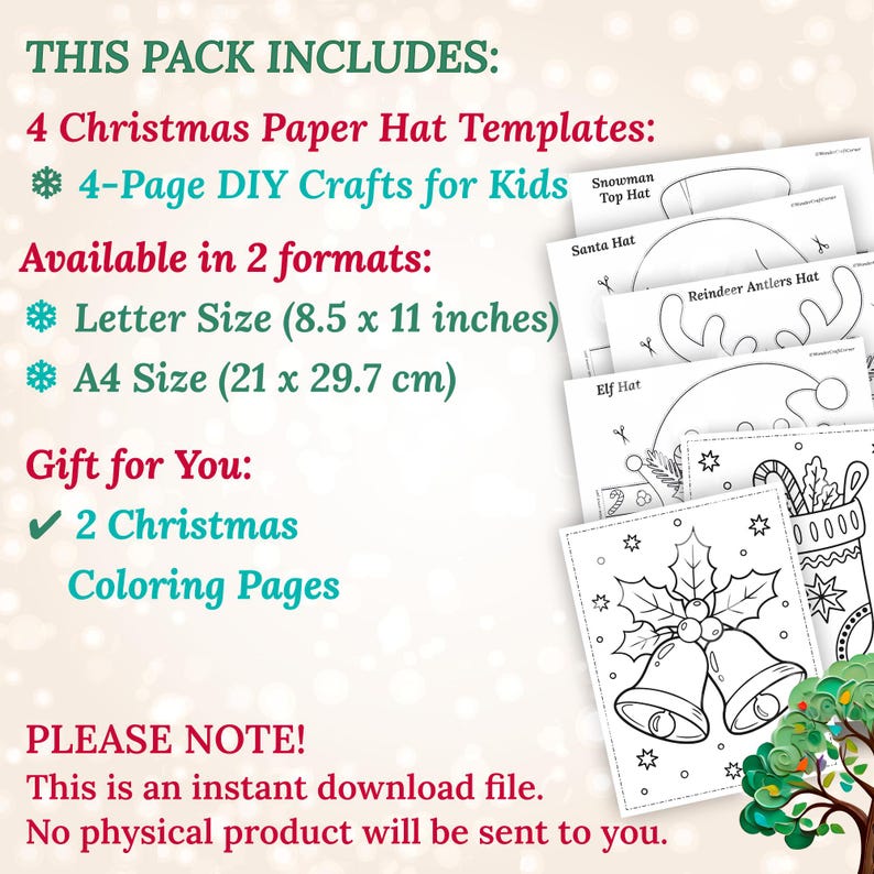 Christmas Paper Crowns | Printable Winter Hats for Kids | Santa, Elf ...