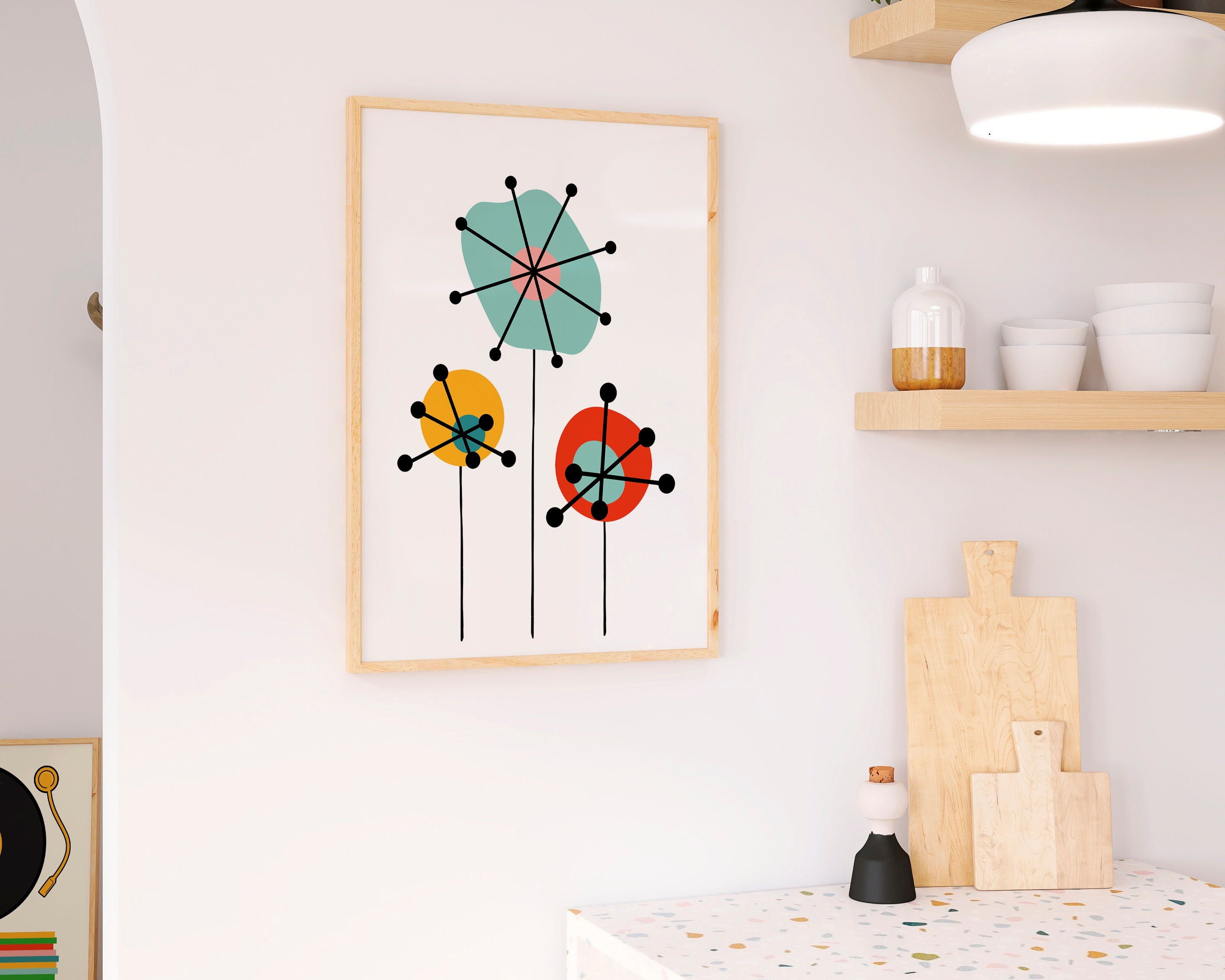 Atomic Flowers Mid Century Modern Printable Wall Art, Flower Prints ...