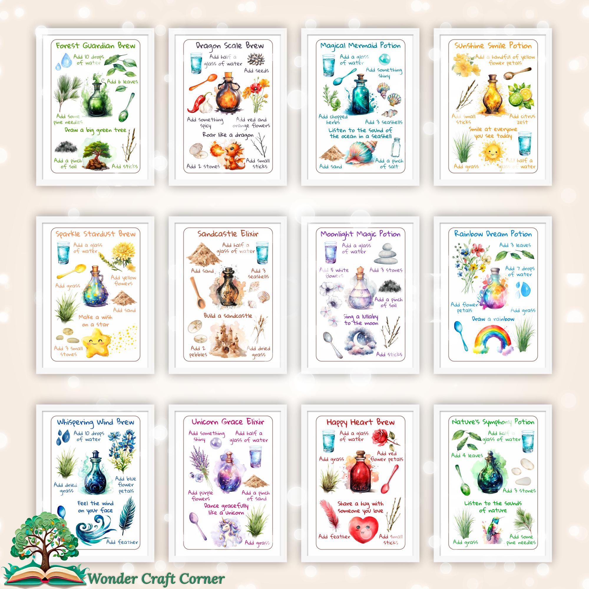 Mud Kitchen Recipe Cards, Fairy Potion Cards, Mud Kitchen Potion Cards ...