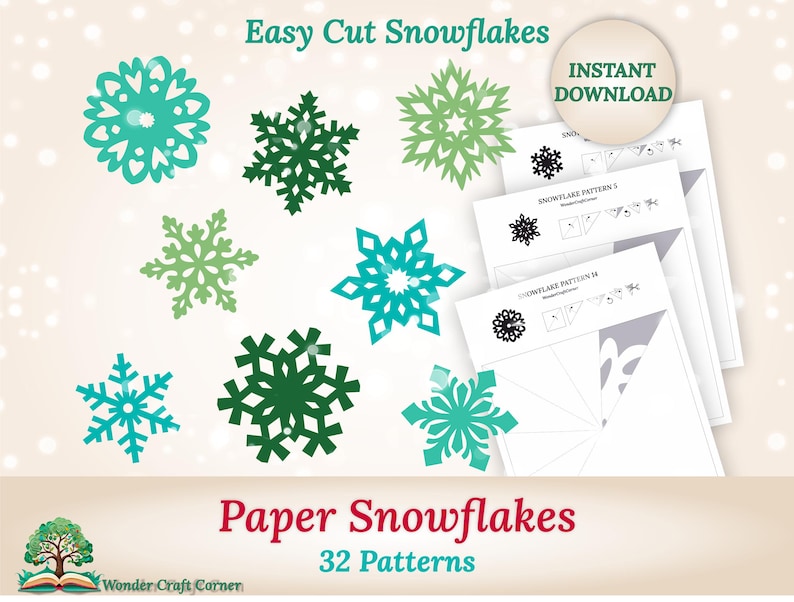 Paper Snowflake Patterns | 32 Printable DIY Templates for Preschool ...