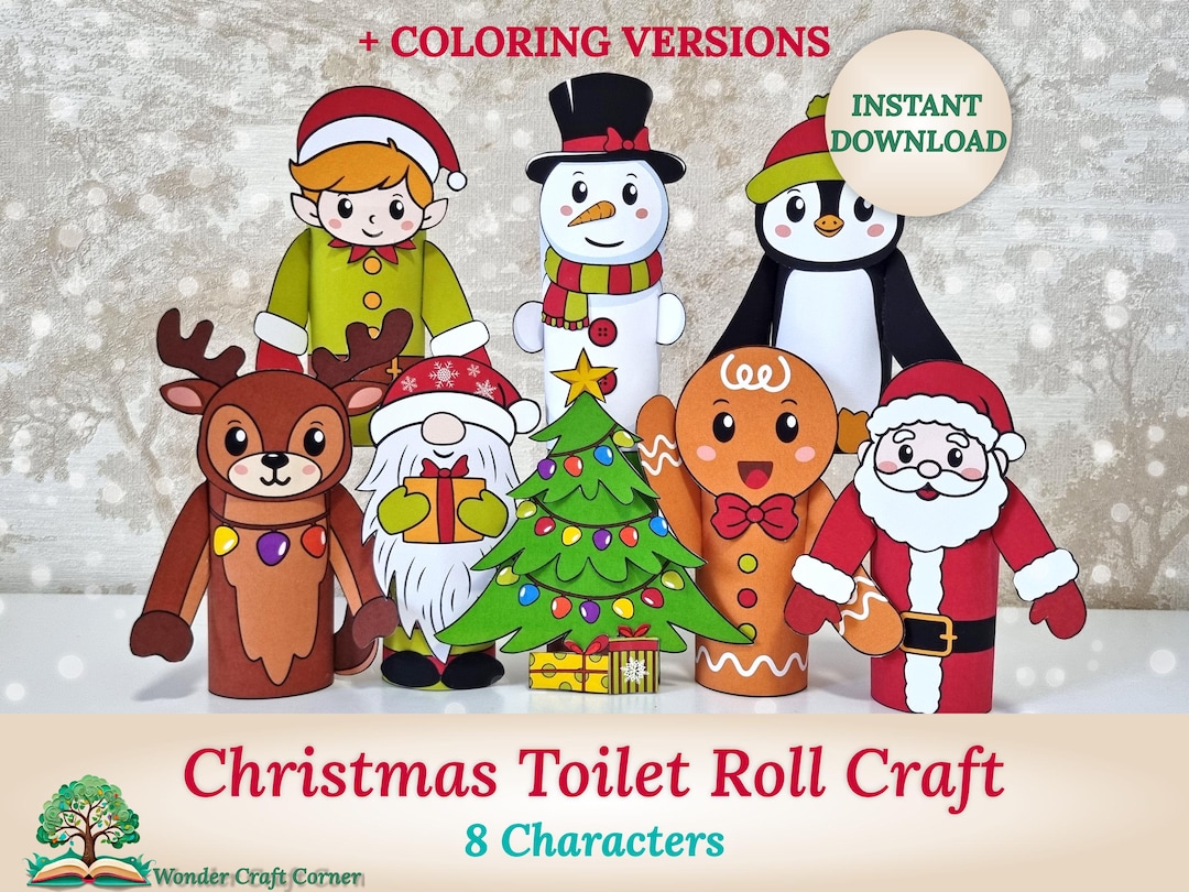 Christmas Toilet Paper Roll Craft Templates, Printable Christmas TP ...
