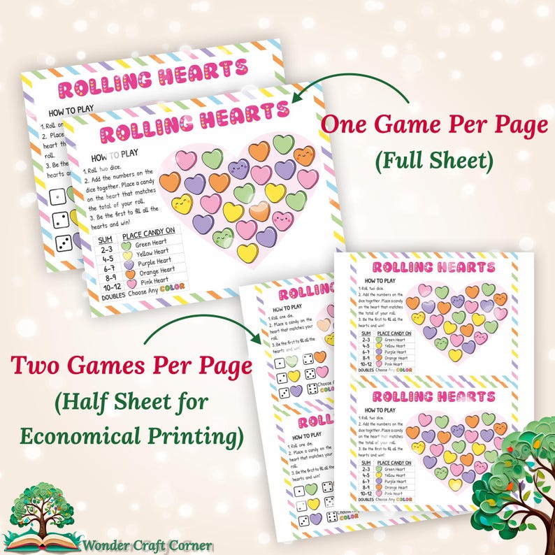 Roll a Heart Valentine Dice Game – Printable Candy Activity for ...