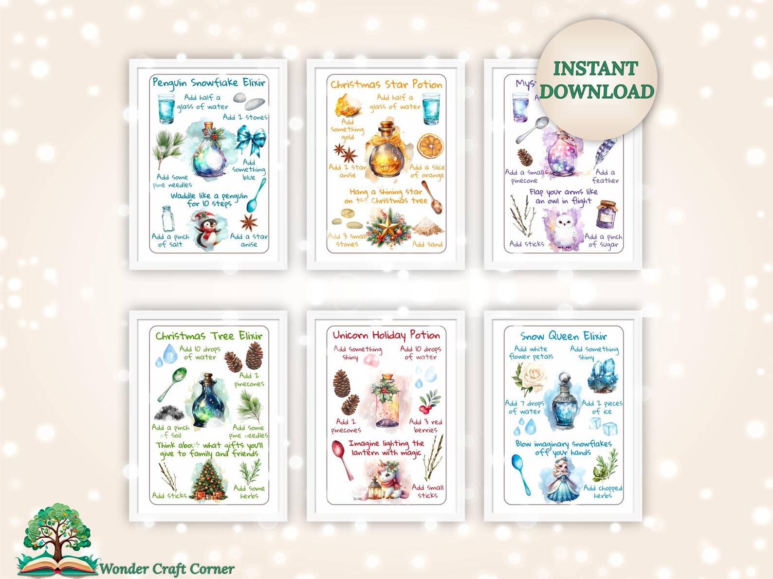 Christmas Mud Kitchen Recipe Cards, Christmas Potion Cards, Winter Mud ...