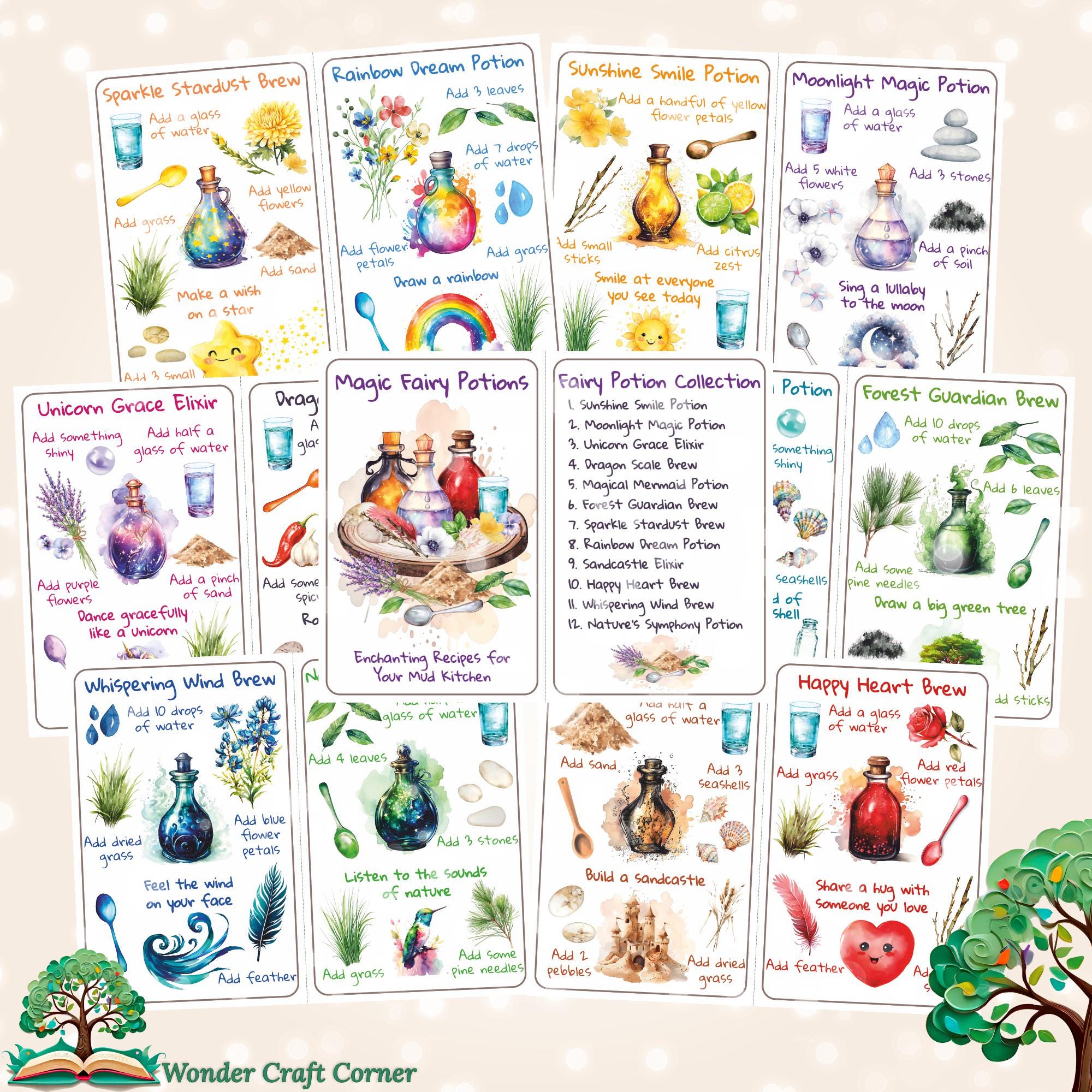Mud Kitchen Recipe Cards, Fairy Potion Cards, Mud Kitchen Potion Cards ...