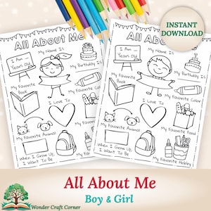 All About Me Coloring Page, Printable All About Me for Boy, All About ...