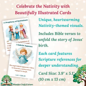 25 Nativity Story Cards for Kids, Bible Verse Christmas Flashcards ...