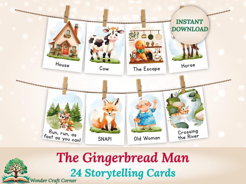 Gingerbread Man Story Cards | 24 Fairy Tale Sequencing Cards ...