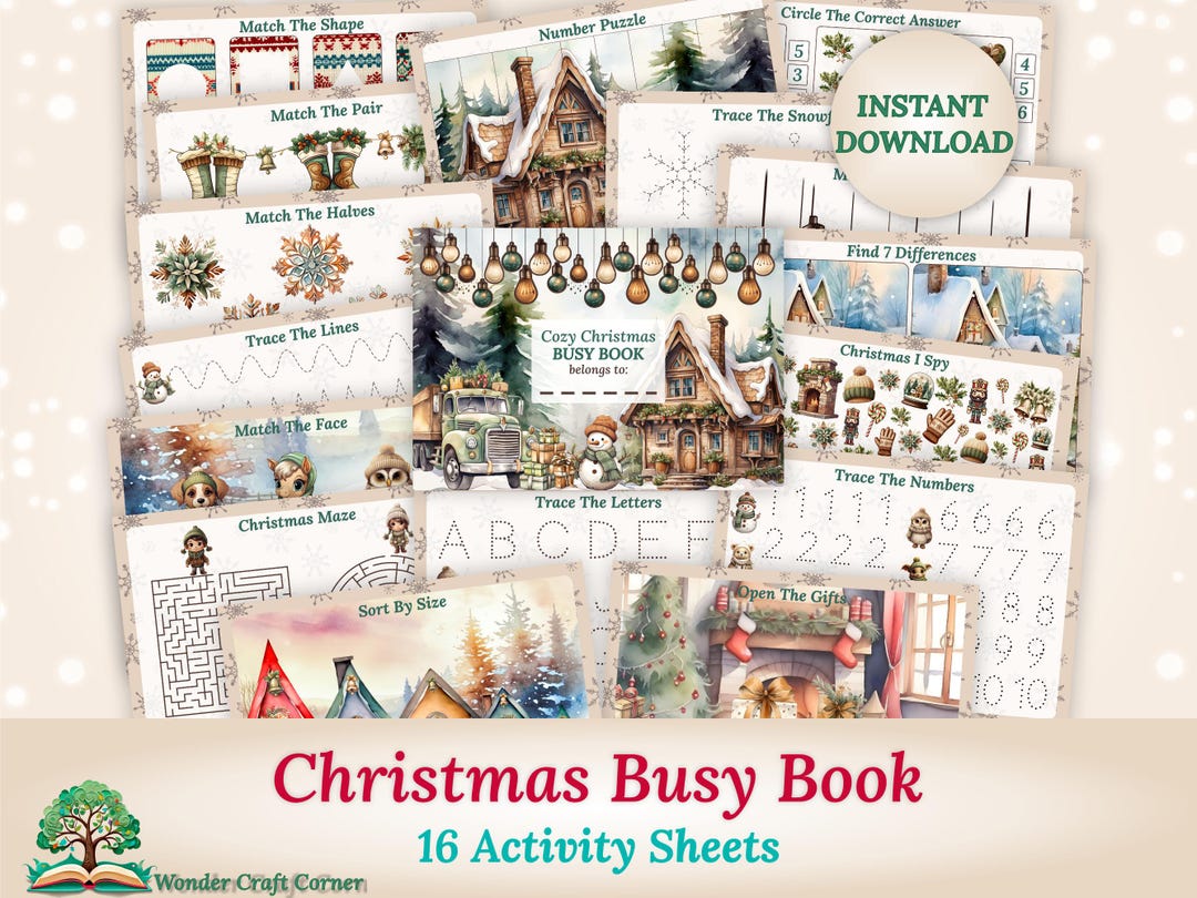 Cozy Christmas Busy Book, Personalized Toddler Busy Book, Christmas ...