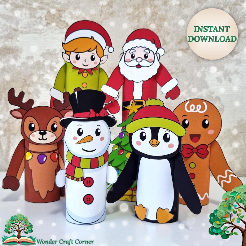 Christmas Toilet Paper Roll Craft Templates, Printable Christmas TP ...