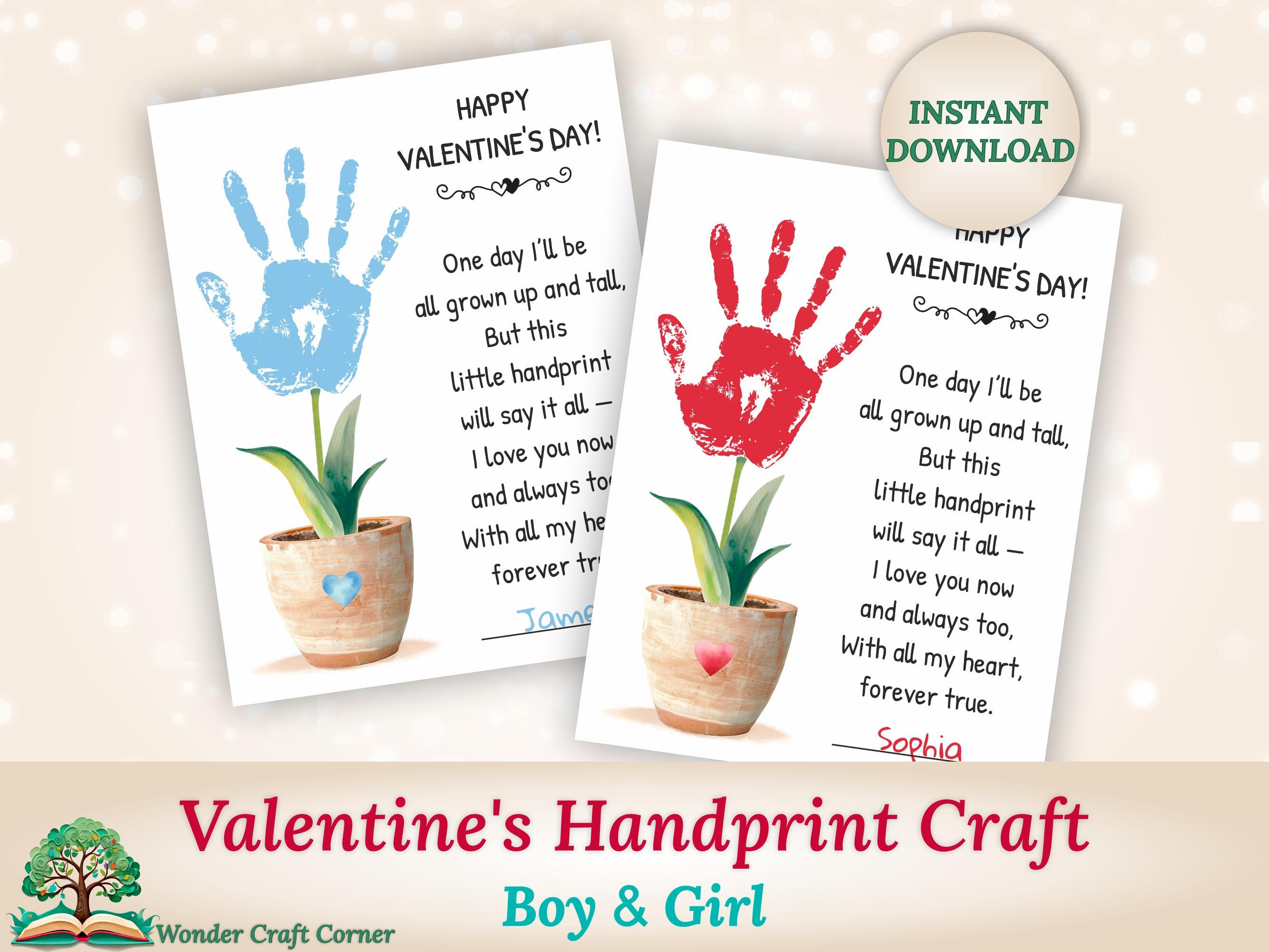 Valentines Handprint Craft for Kids – Handprint Flower Keepsake Poem ...