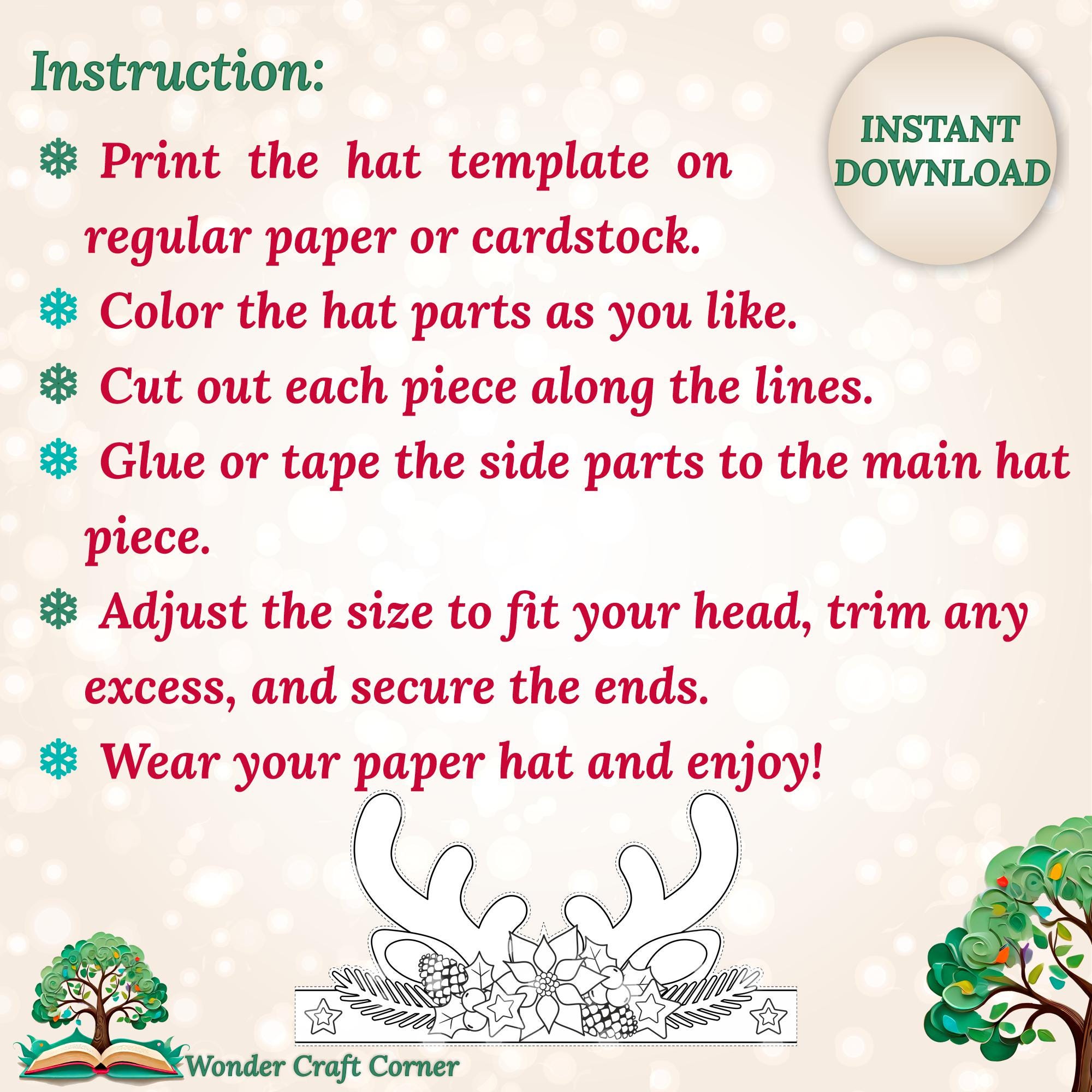 Christmas Paper Crowns | Printable Winter Hats for Kids | Santa, Elf ...