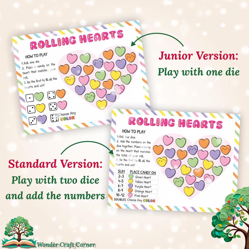 Roll a Heart Valentine Dice Game – Printable Candy Activity for ...