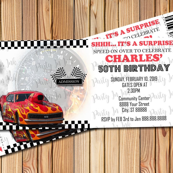 Drag Racing Birthday Invitation - Etsy