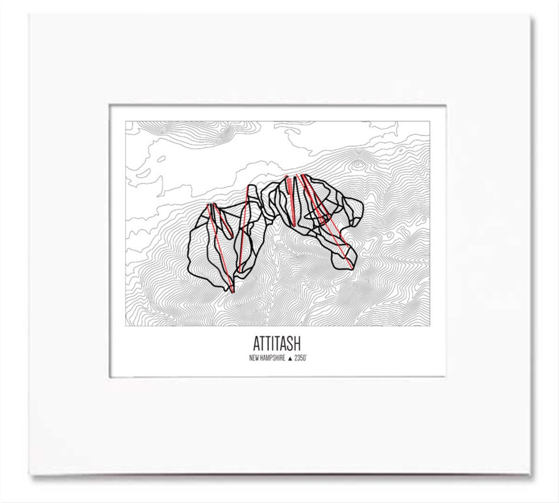 Attitash Topographic Trail Map Print - Etsy