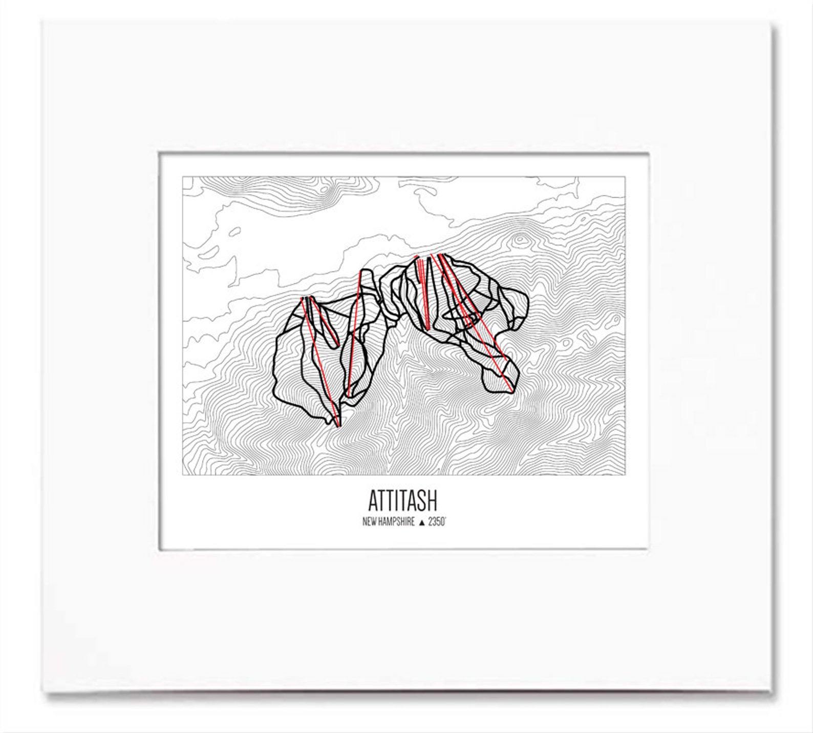 Attitash Topographic Trail Map Print - Etsy