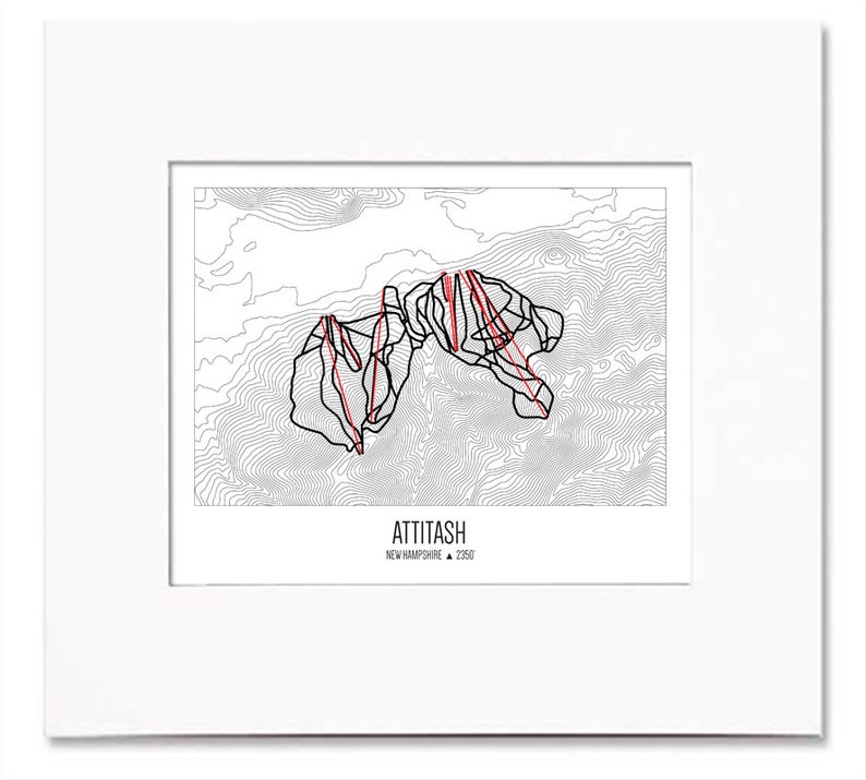 Attitash Topographic Trail Map Print - Etsy