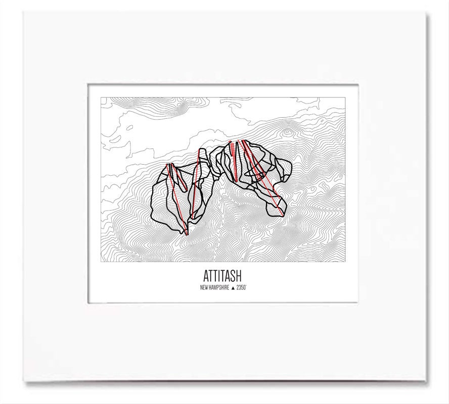 Attitash Topographic Trail Map Print - Etsy