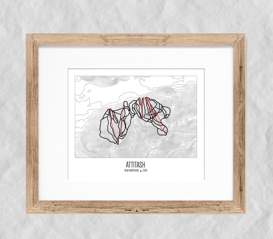 Attitash Topographic Trail Map Print - Etsy